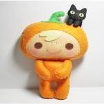 Halloween Pumpkin Kid And Black Cat - Pdf Doll Pattern on Luulla