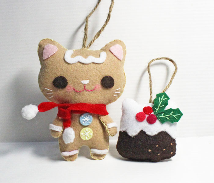 Gingerbread Cat And Meow Christmas Pudding - Pdf Doll Pattern on Luulla